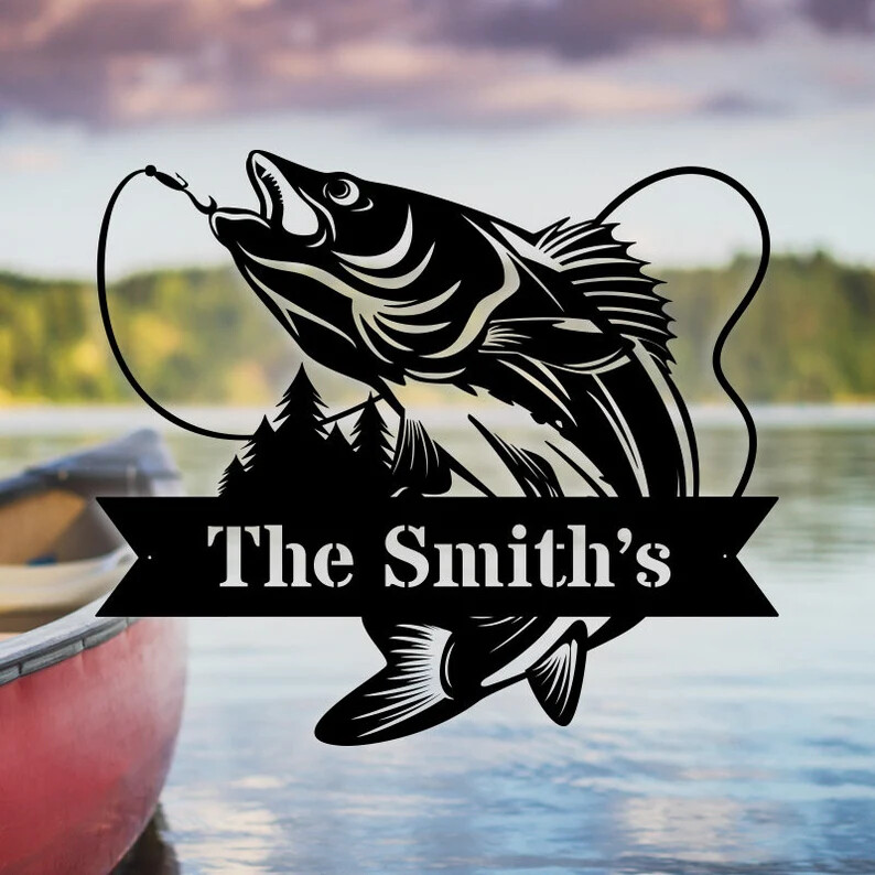 Personalized Walleye Fishing Metal Signs, Custom Fishing Metal Wall ...