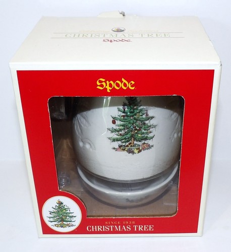 LOVELY SPODE CHRISTMAS TREE LITHOPHANE FAIRY TEA LIGHT CANDLE HOLDER IN ...
