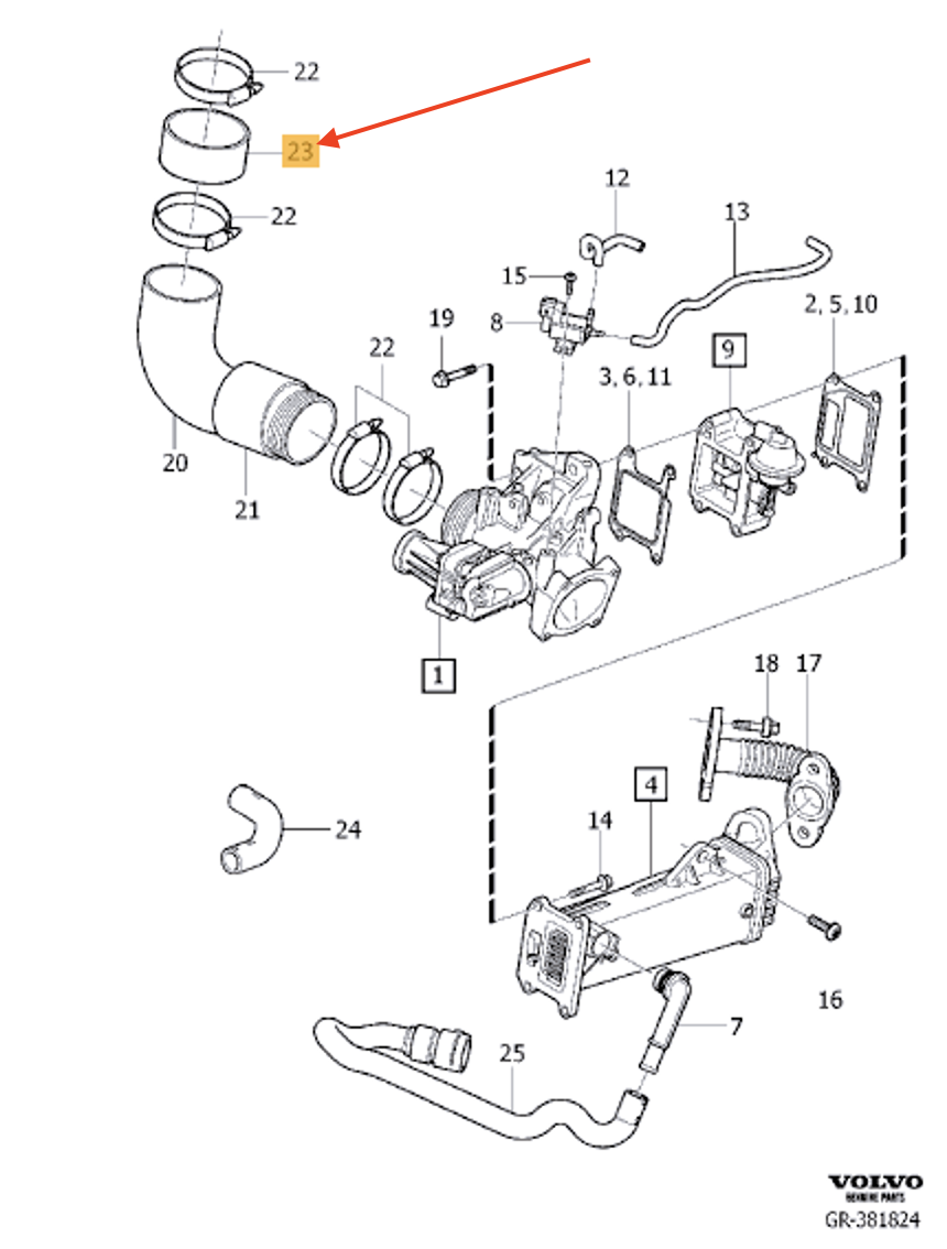 VOLVO S60 II AGR-Ventil-Ansaugkrümmerschlauch 30677765 NEU ORIGINAL ...