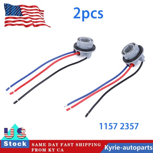 2PCS 1157 2357 LED Pig Tail Plug Stop Brake Turn Light Bulb Socket ...