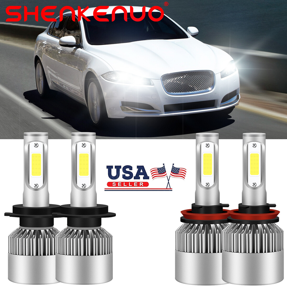For Jaguar XF 2009-2011 6K LED Headlight Combo High Low Beam 4x Bulbs ...