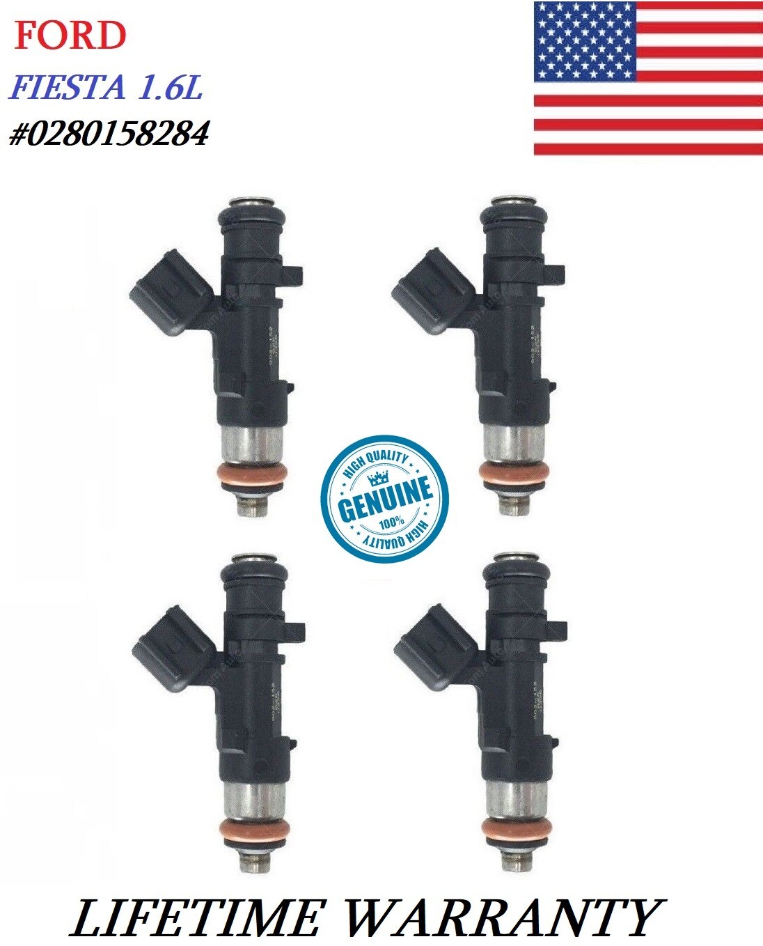 OEM FORD Set Of 4 Fuel Injectors For 2013-2017 FORD Fiesta 1.6L I4 ...