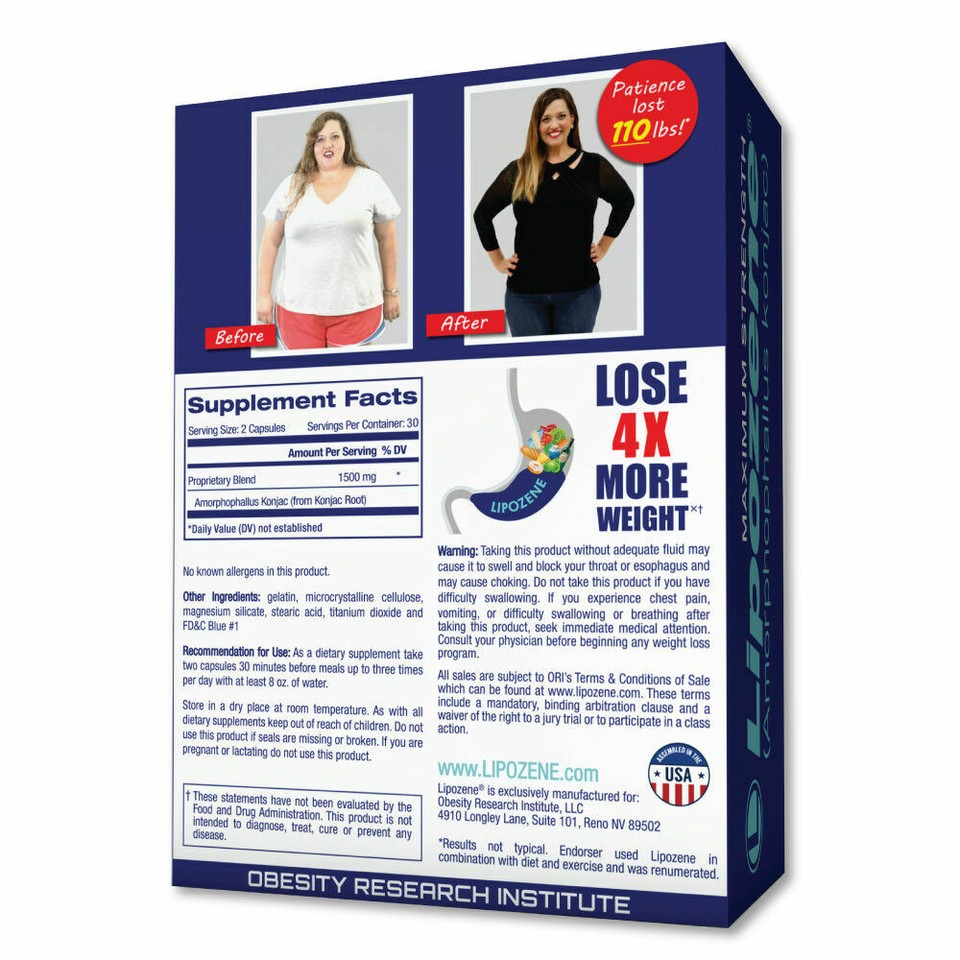 Lipozene LOSE PURE BODY FAT MAXIMUM STRENGTH 60 Caps WEIGHT LOSS ...