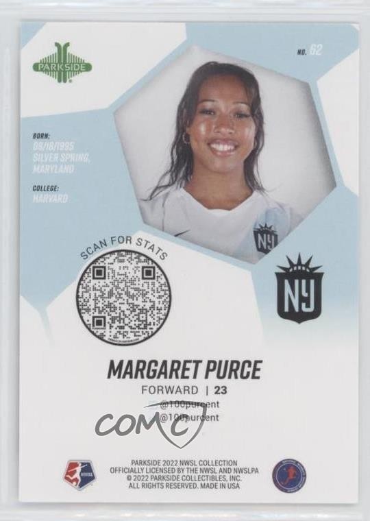 2022 Parkside NWSL Black & White Midge Purce Margaret Purce #62 | eBay