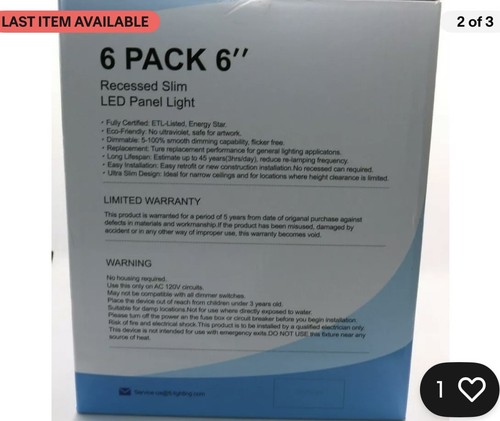 Saatly 6" LED Ultra Slim Panel Light 13W Ceiling Downlight 3000K Warm ...