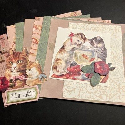 Craftroom Clearout/Mini Card Kit Bundle/ Junk Journal /Vintage Cats ...