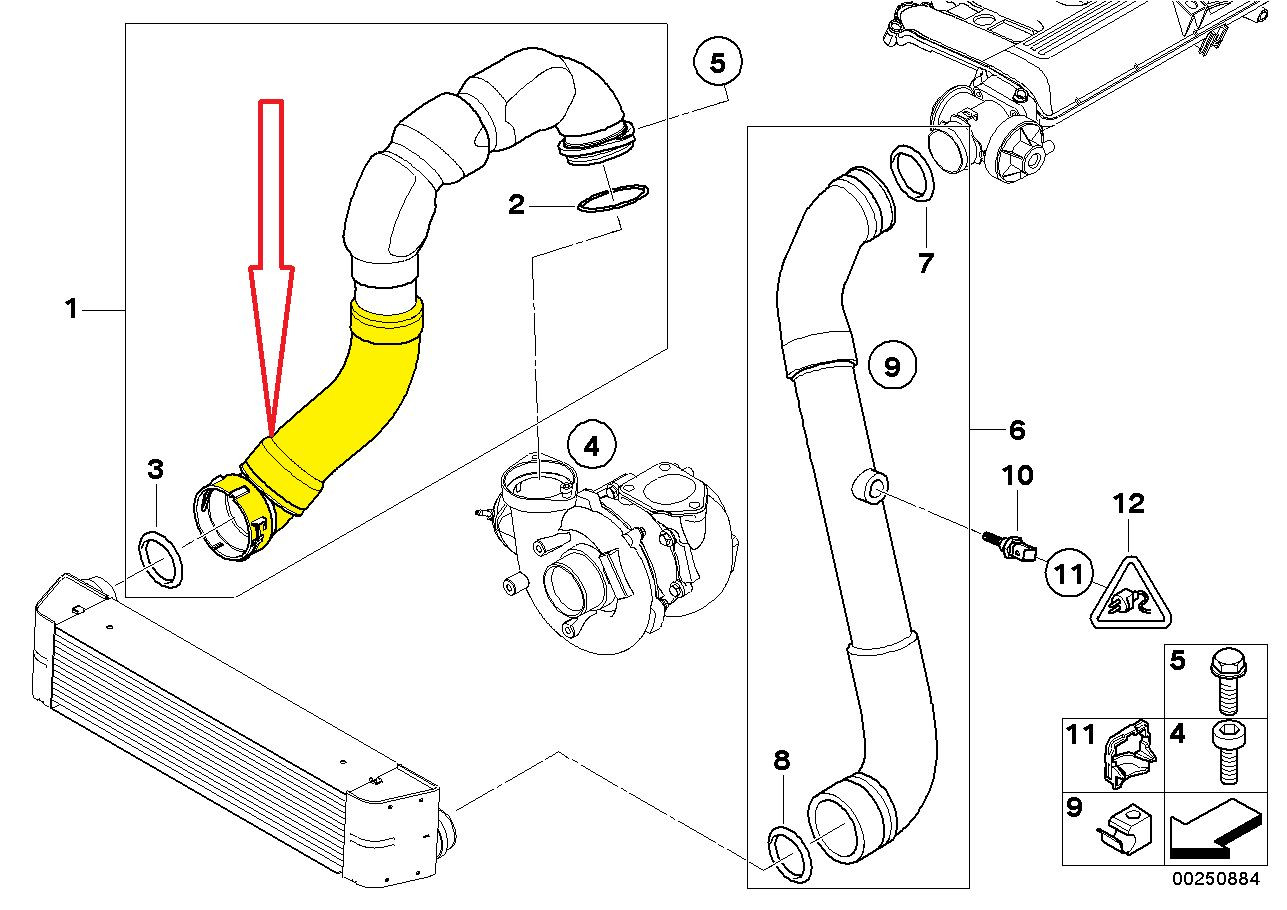 BRAND NEW FOR BMW E90 E91 318d 320d INTERCOOLER PIPE TURBO HOSE ...