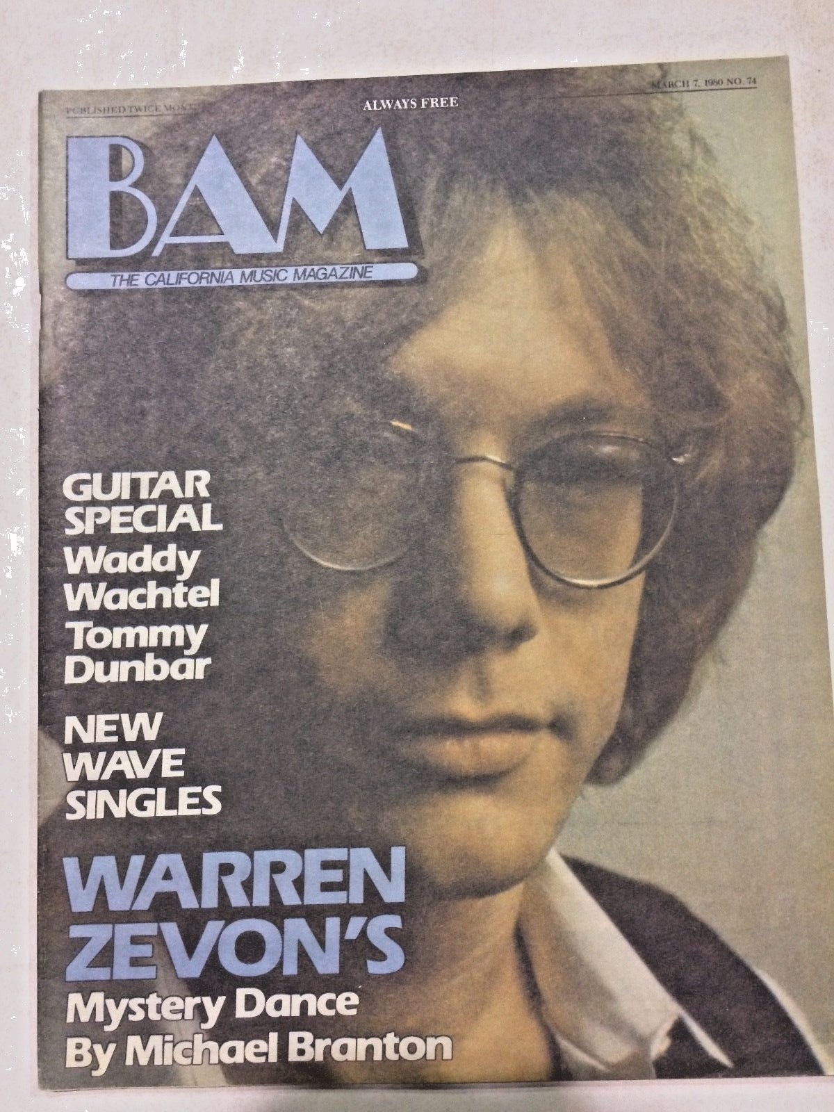 BAM Magazine #74 WARREN ZEVON (Mar 7, 1980) Cover and 3 Pages | eBay