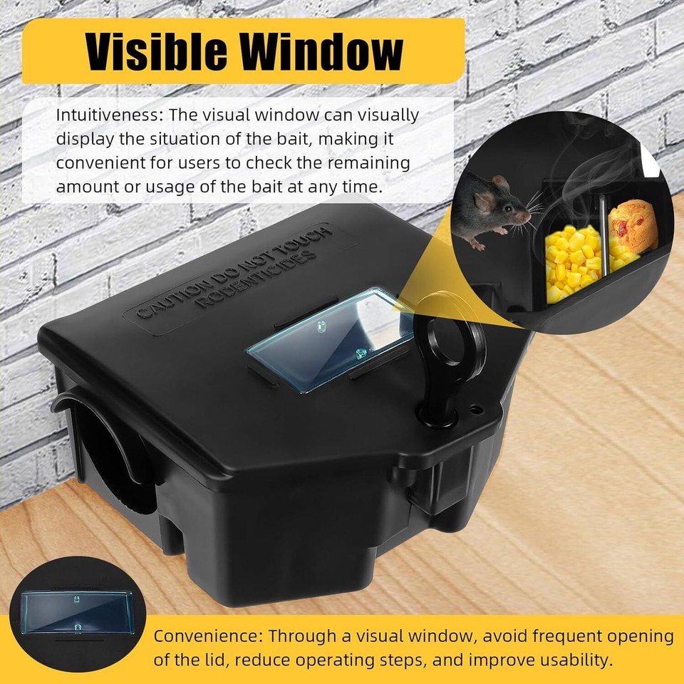 4 Pack Mouse Rat Bait Boxes w/ Lock Key Winter Pest Control for Home ...
