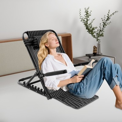 7 Position Adjustable Bed Backrest Support w/ Arms & Headrest Folding ...