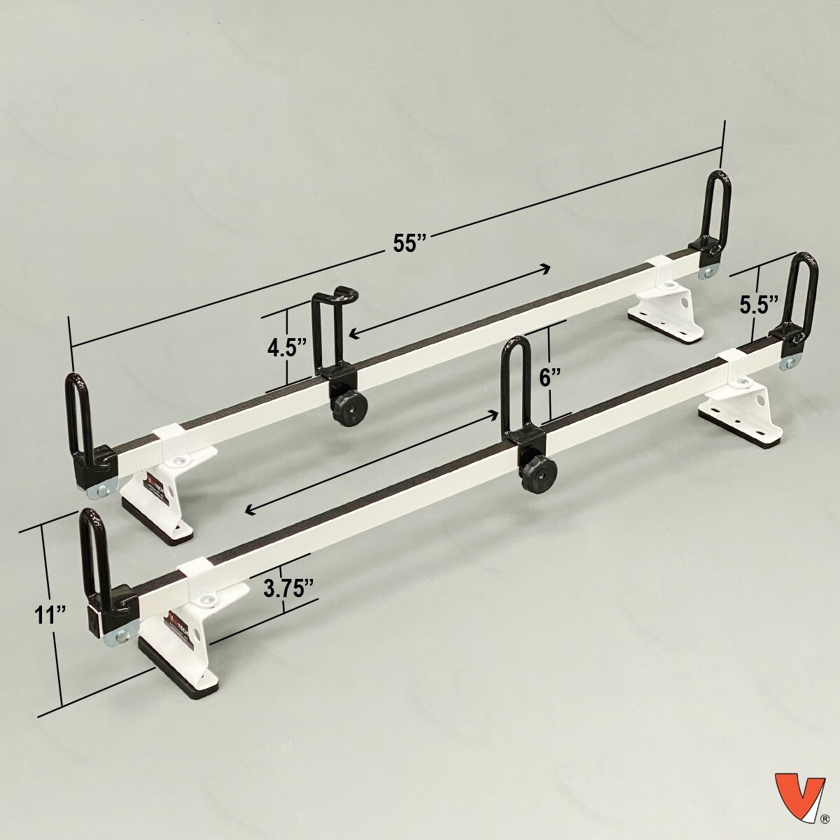 Heavy Duty 2 Bar WHITE GFY ladder Roof Rack Fits Universal Truck Topper ...