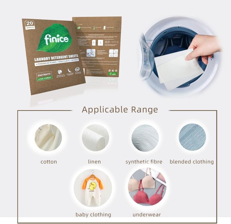 8 X 20 Ct Finice Laundry Detergent Sheets Unscented | eBay