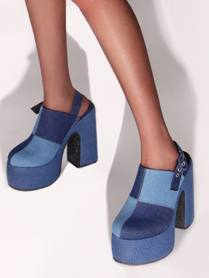 Women Shoes High Block Heel Retro Slingback Closed Toe Buckle Punk ...
