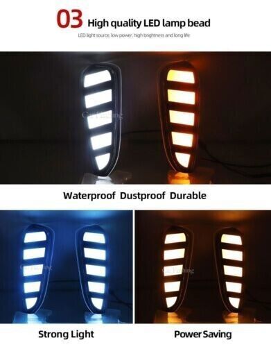 For BZ4X 2022-2024 Led DRL Driving Fog Light Lamp 3-Color Turn Signal ...