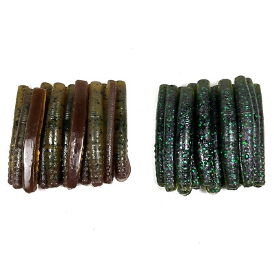 30 Hand Poured 2.6” Ned Plastic Worms. “Summer Moss” & “Watermelon ...