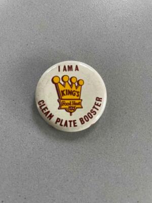 Vintage King's Food Host USA I Am A Clean Plate Booster 1.5" Button Pin ...
