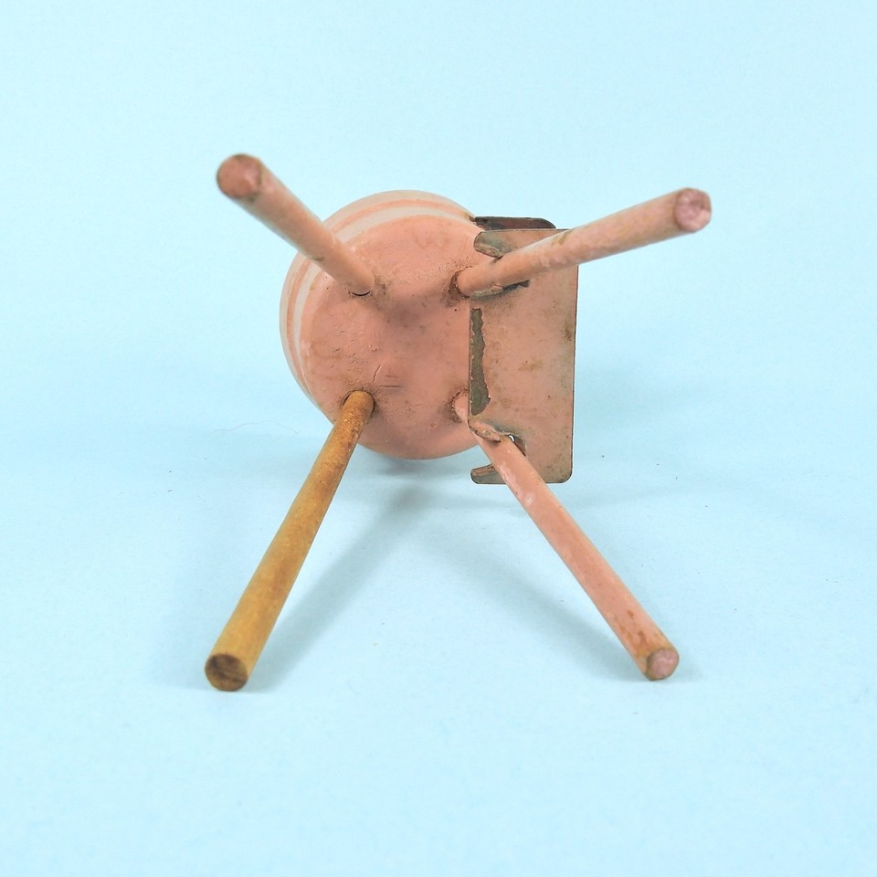 Antique German Hertwig All-Bisque Painted Baby in Pink Wood & Metal ...