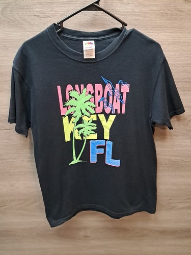 Vintage Longboat Key Florida Art Tee Medium T Shirt Bold Neon Print ...