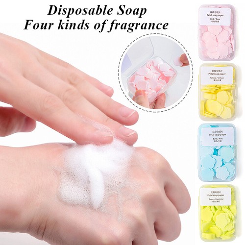 100Pcs/Box Disposable Cute Flower Shape Paper Soap Hand-washing Soap ...