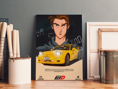Initial D - Keisuke Takahashi FD3S RX-7 REDSUNS A1/A2/A3 Canvas Framed ...