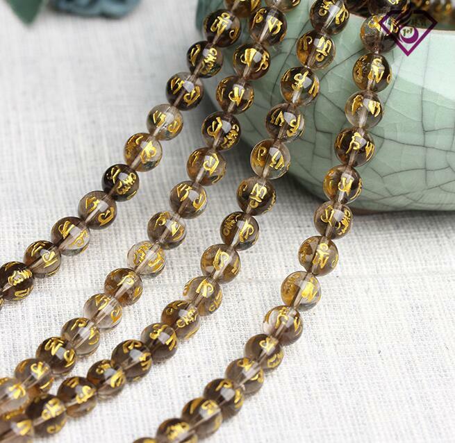 8-12mm Tibetan Gray Crystal Carve Mantra Om Mani Padme Hum Loose beads ...