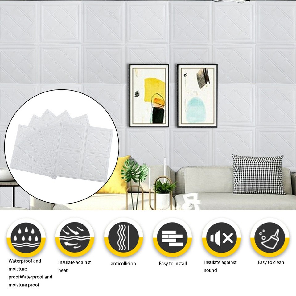 5pcs Tile Brick Ceiling Panel Wall Sticker Self Adhesive 3D Foam ...