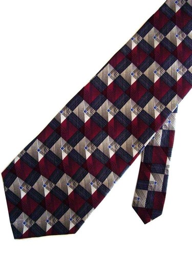 George Machado Men's Silk Geometric Neck Tie Burgundy Red Gray Wide 4 ...