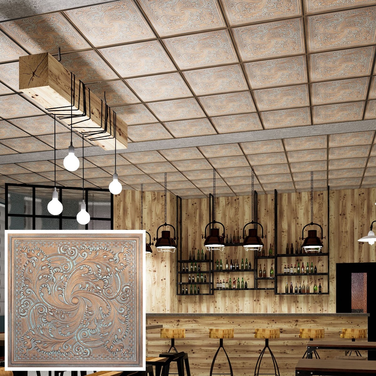Pressed Cardboard Ceiling Tiles | Shelly Lighting