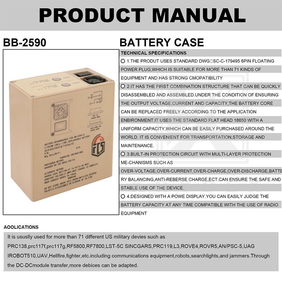KRYDEX FCS BB-2590 Rechargeable Li-ion Battery Case 2 x 16.8V Output ...