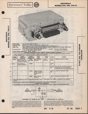 Motorola - Automobile Receiver - Models 556, 596, 596-12 - Photo Fact ...