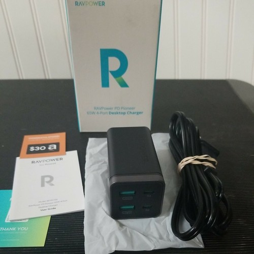 RavPower PD Pioneer 65W 4-Port Desktop Charger Station - 2 USB-C / 2 ...