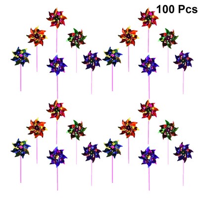 100 Pcs Rainbow Pinwheel Pinwheels for Garden Toy Children Windmill | eBay