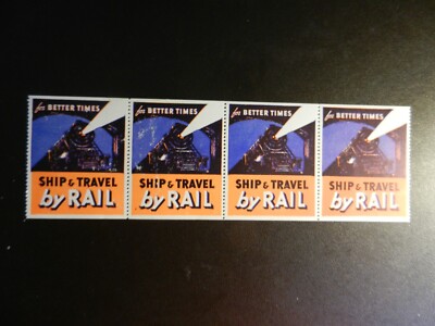 LOT OF FOUR (4) MNH *SHIP & TRAVEL BY RAIL* VINTAGE TRAIN/LUGGAGE LABEL ...