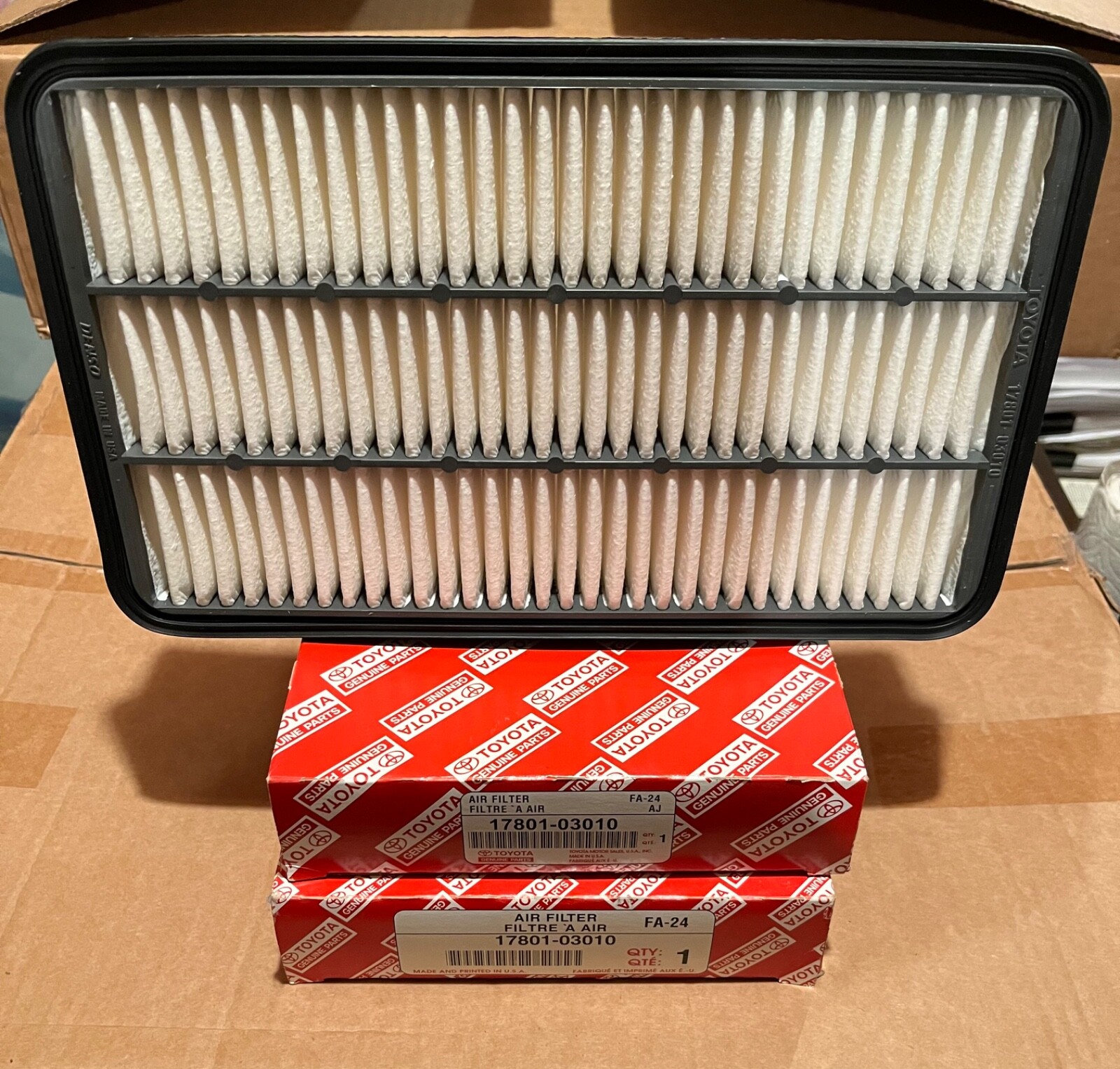SET OF 2 - TOYOTA OEM ENGINE AIR FILTER #17801-03010 Avalon, Camry ...