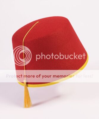 RED FEZ Hat with Gold Tassle and Trim Costume Accessory | eBay