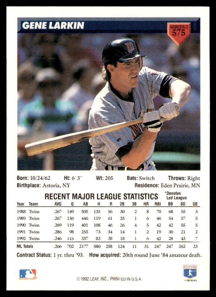 1993 Donruss Gene Larkin Minnesota Twins #575 | eBay