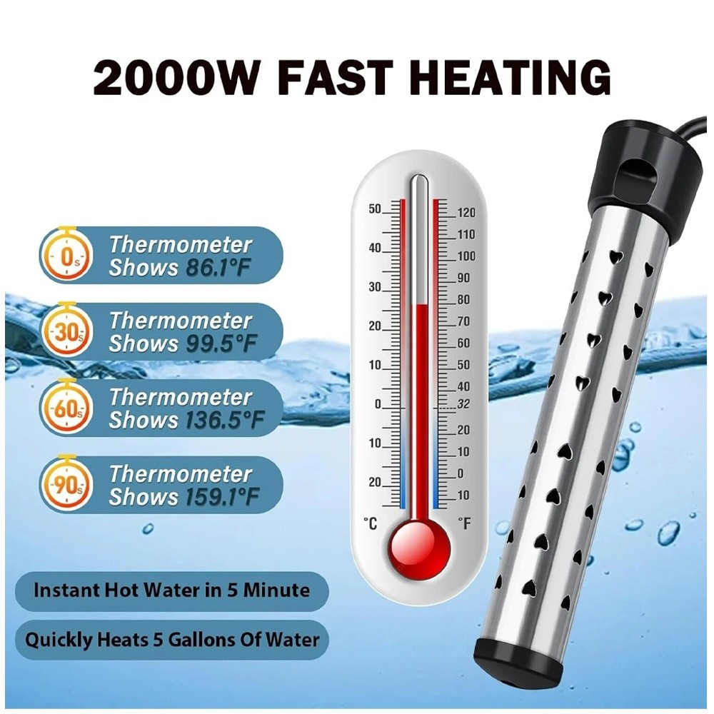 2000W Immersion Heater Portable Electric Water Heater for Buckets