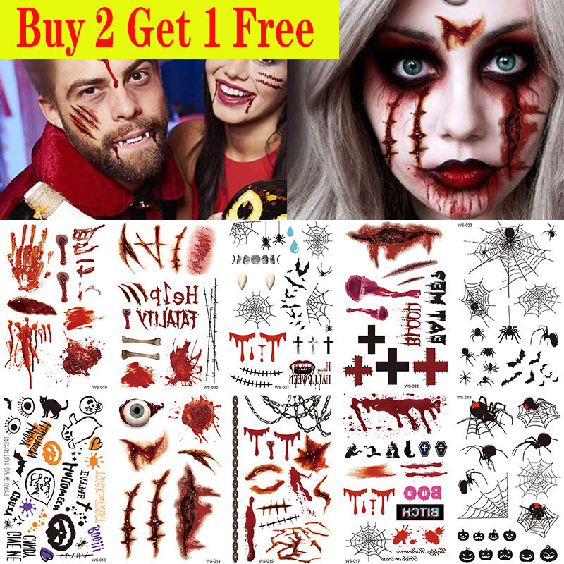 Zombie Wound Tattoos Rocooart Halloween Zombie Scar Tattoos Fake Scars