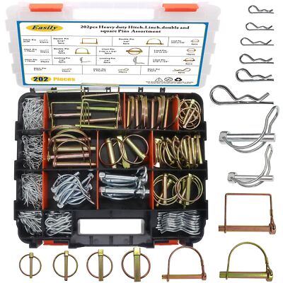 202PCS Hitch Pins Clip Pins Linch & PTO Pins for Trailers Tractors ...