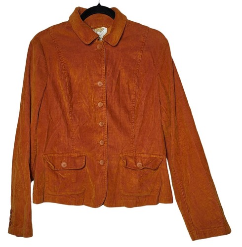Talbots Womens Orange Corduroy Button Blazer Jacket Size 12 Stretch ...