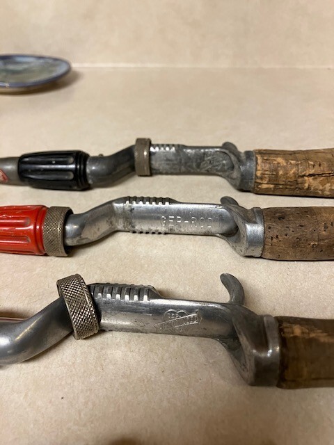 Lot 4 Rare Vintage GEP Fishing Rods. Glass & Steel. Pistol Grip & Cork ...