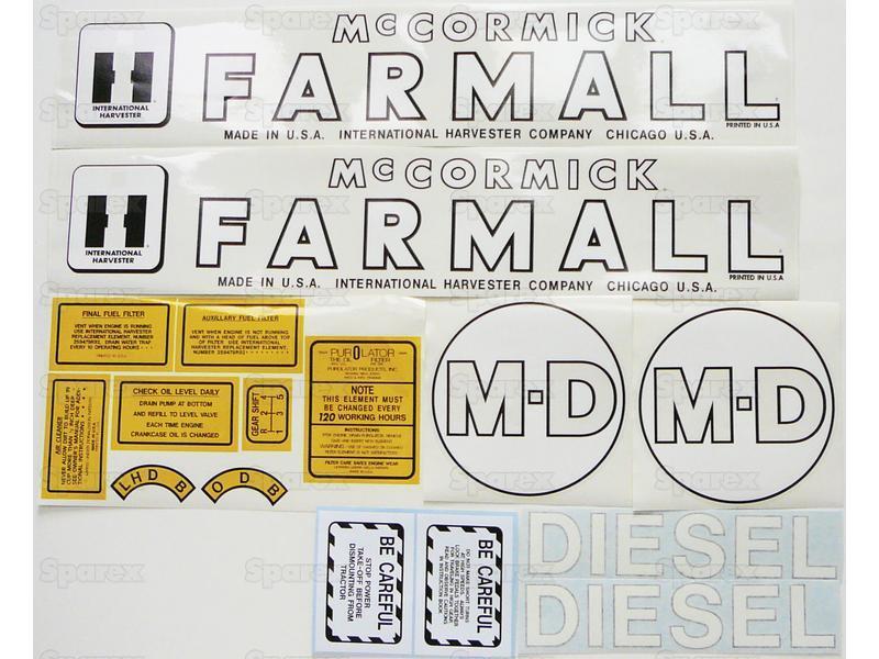 Vinyl Decal Set/Kit for IH Farmall MD Tractor M Diesel International ...
