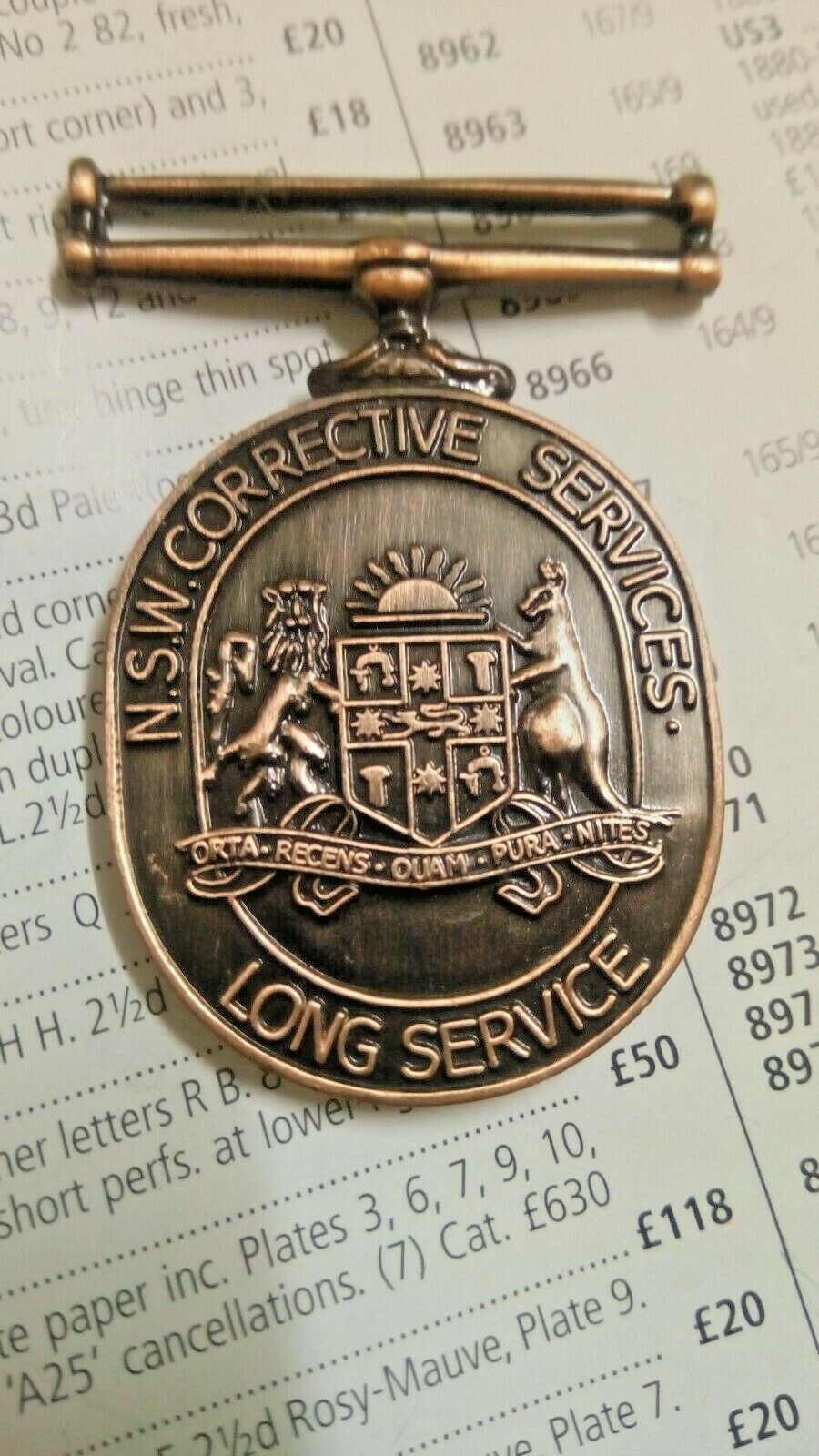 NSW CORRECTIVE SERVICE - MERITORIOUS 20 YEARS LONG SERVICE MEDAL (41a ...