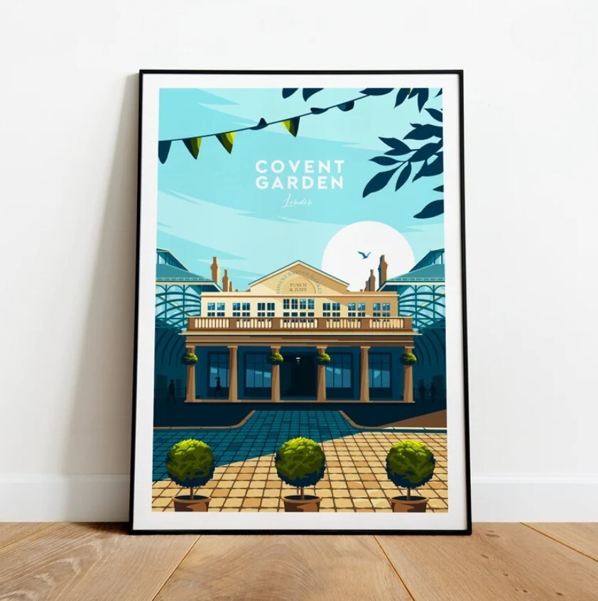 Covent Garden traditional travel print - London, Covent Garden poster ...