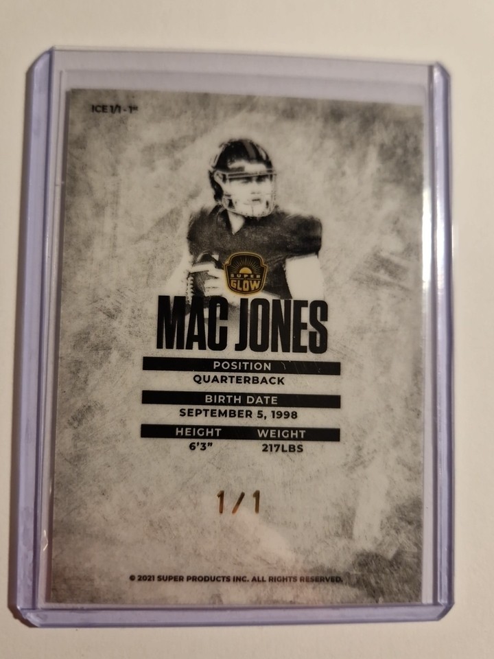 Mac Jones 1/1 One Of One Rookie 2021 Super Glow Shirtless Cigar Cracked ...