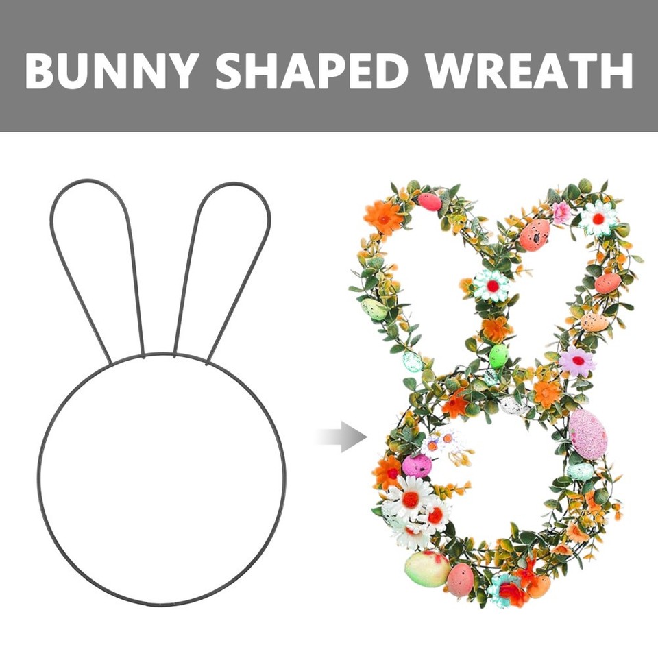 Bunny Wreath Form, Bunny Ear Shaped Wire Wreath Frame, Metal Rabbit ...