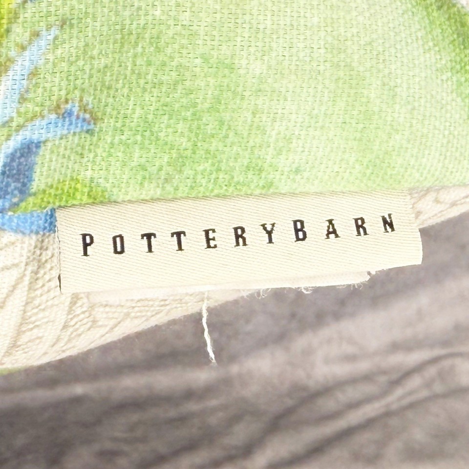 Pottery Barn 20"x20" Floral Pillow Cover Blue Green Butterfly Accent ...