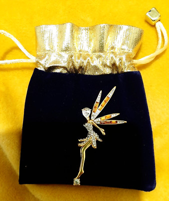 Signed Butler topaz and clear crystal Tinkerbell brooch | eBay Australia