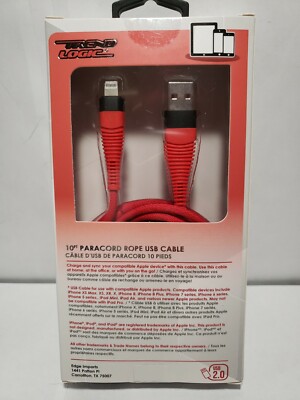 10 ft Paracord Cable - USB to Apple iPhone , Tablets Trend Logic Free ...