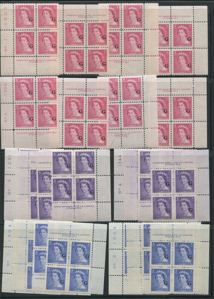 CANADA B.O.B. O33-O37 MINT OVERPRINTED OFFICIAL PLATE BLOCK MATCHED ...